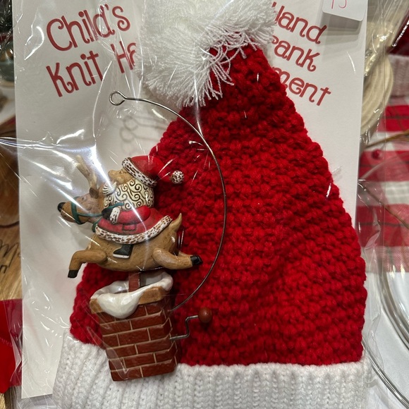 Hallmark | Other | Childs Santa Knit Hat And Hallmark Hand Cranked ...